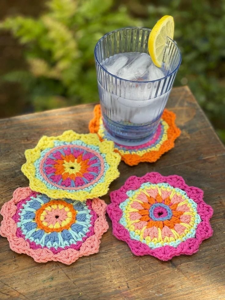 Crochet Flower Coasters Pattern - My Sweet Crochet